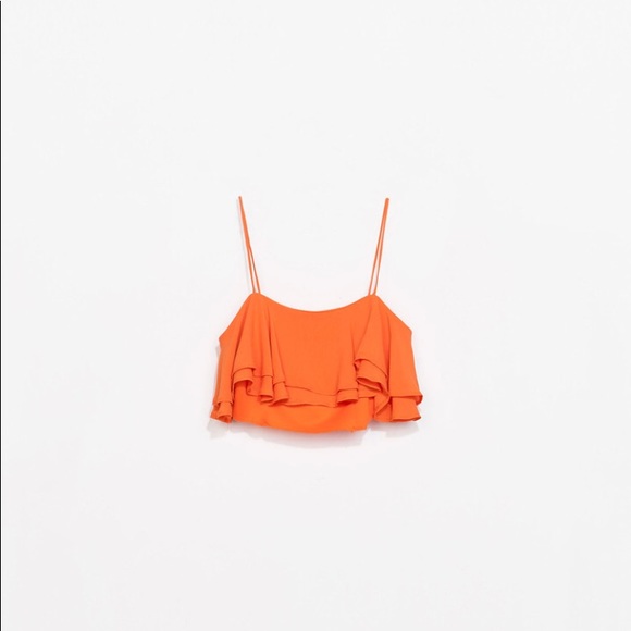 Zara | Tops | Zara Orange Ruffle Top | Poshmark